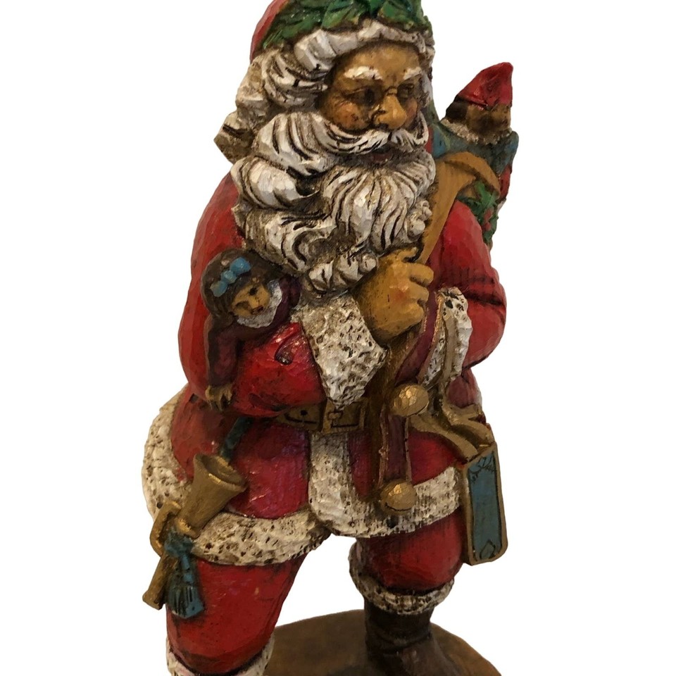Vintage Santa Claus Bag Toys Wood Pulp Figurine Christmas 12x6 | eBay