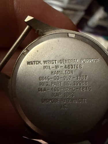 Hamilton Mil-W-46374B General Purpose Watch Military Watch. Works | eBay