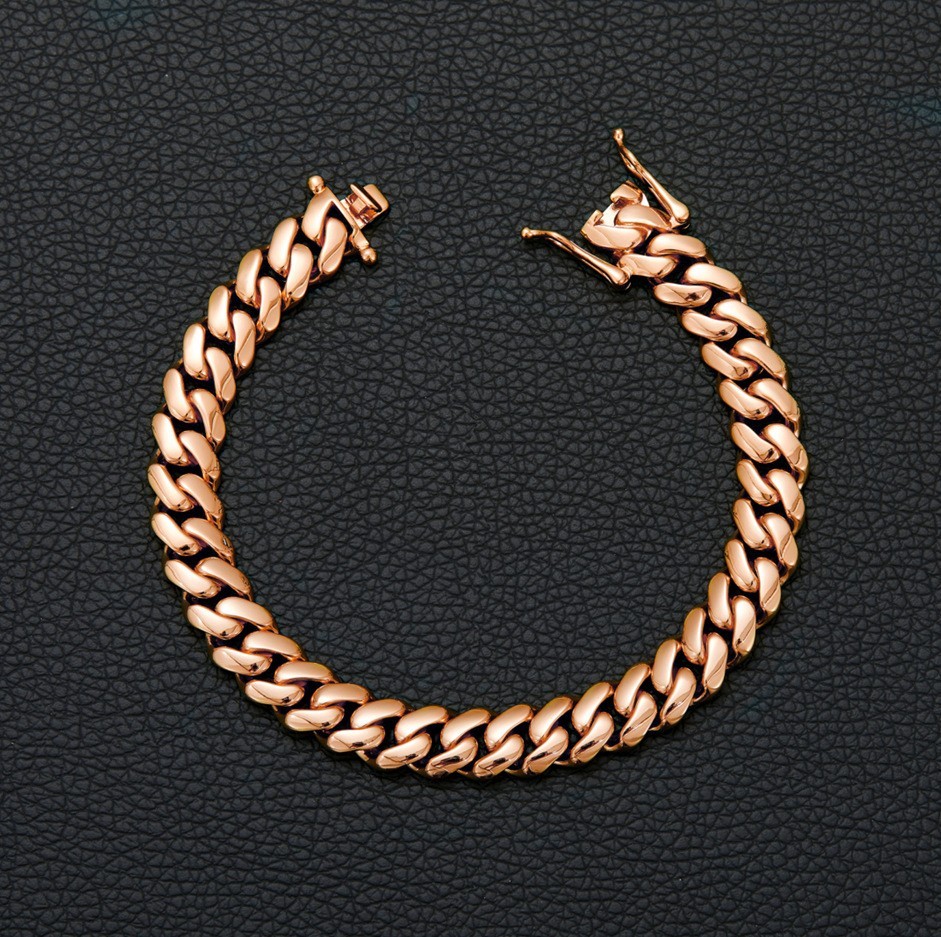 8-22MM Stainless Steel Rose Gold Miami Hip Hop Cuban Chain Necklace ...