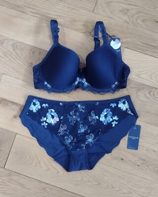 2pc Set 34D Fantasie 2681 Navy Leona Molded Full Coverage UW Bra Panty ...