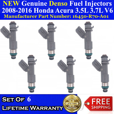 Brand NEW Set of 6 Genuine Denso Fuel Injectors For 2008-2014 Acura TL ...