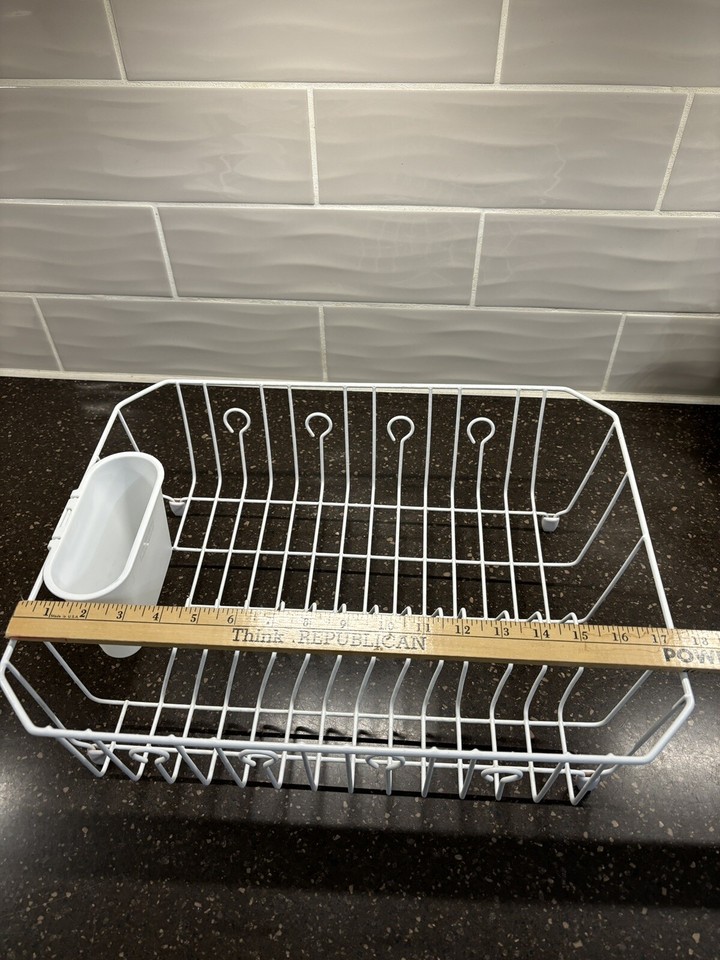 Rubber Coated Wire Dish Drain Rack White Rubbermaid Drainer Utensil ...