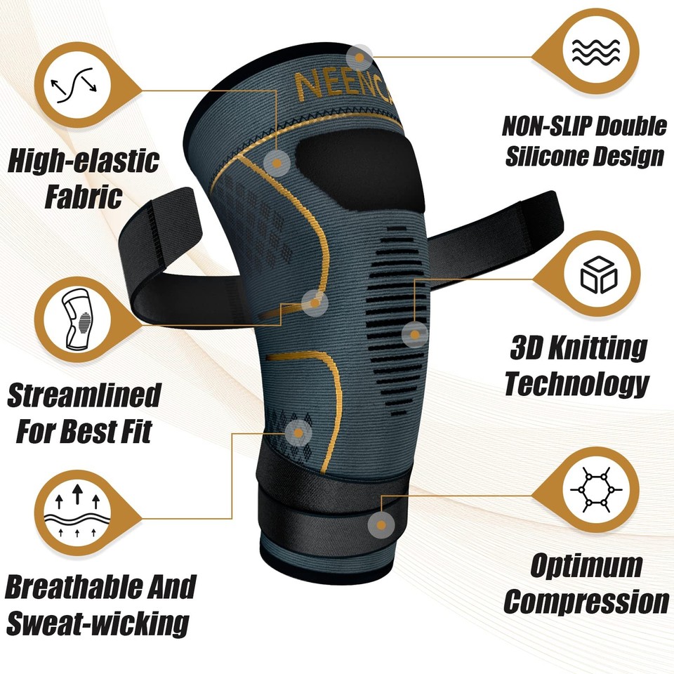 Knee Braces for Knee Pain- 2 Pack Knee Sleeves for Pain Set, Knee ...