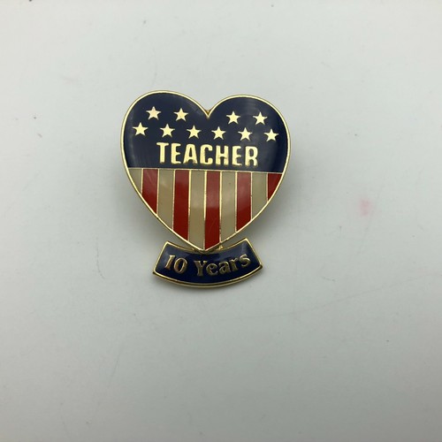 Teacher RWB Heart Lapel Pin 10 Years Dangle Charm Stars + Stripes N1 | eBay