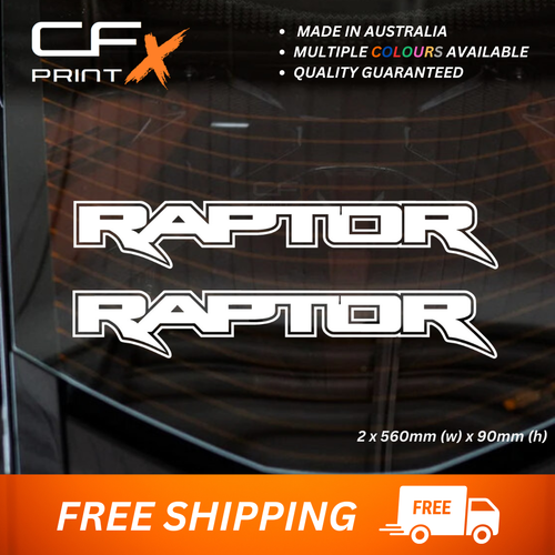 2 x FORD RAPTOR RANGER 560mm x 90mm Vinyl Stickers Decal For Car/Ute ...