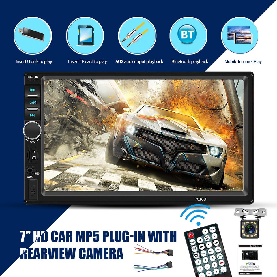 7" Double 2 DIN Car MP5 Player Bluetooth Touch Screen Stereo Radio With ...