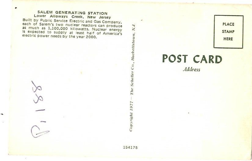 Postcard Aerial View Salem Generating Station Lower Alloways Creek NJ ...