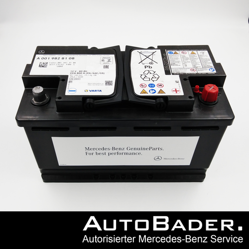 Original Mercedes AGM Autobatterie Starterbatterie Batterie 12V 80Ah ...