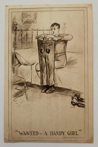 Wanted A Handy Girl Comic Man Needs Pants Sewn Humor Vintage 1910 ...