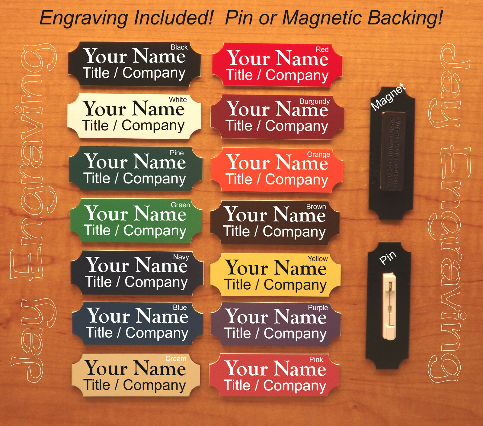 Custom Engraved 1x3 Name Tag with Pin or Magnet | Personalized Name ID ...
