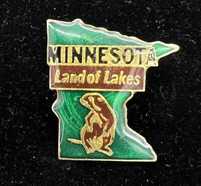 Vintage- Lapel Pin- Minnesota State - Land of Lakes Gopher - Green ...