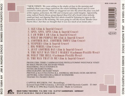 JIM & INGRID CROCE BOMBS OVER PUERTO RICO NEW CD 4000127158949| eBay