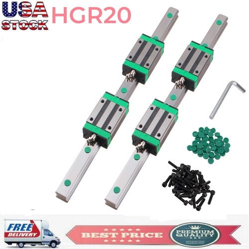 HGR20 2PCS Linear Rail Guide Linear Rail 200-1500MM +4PCS/ HGH20CA ...