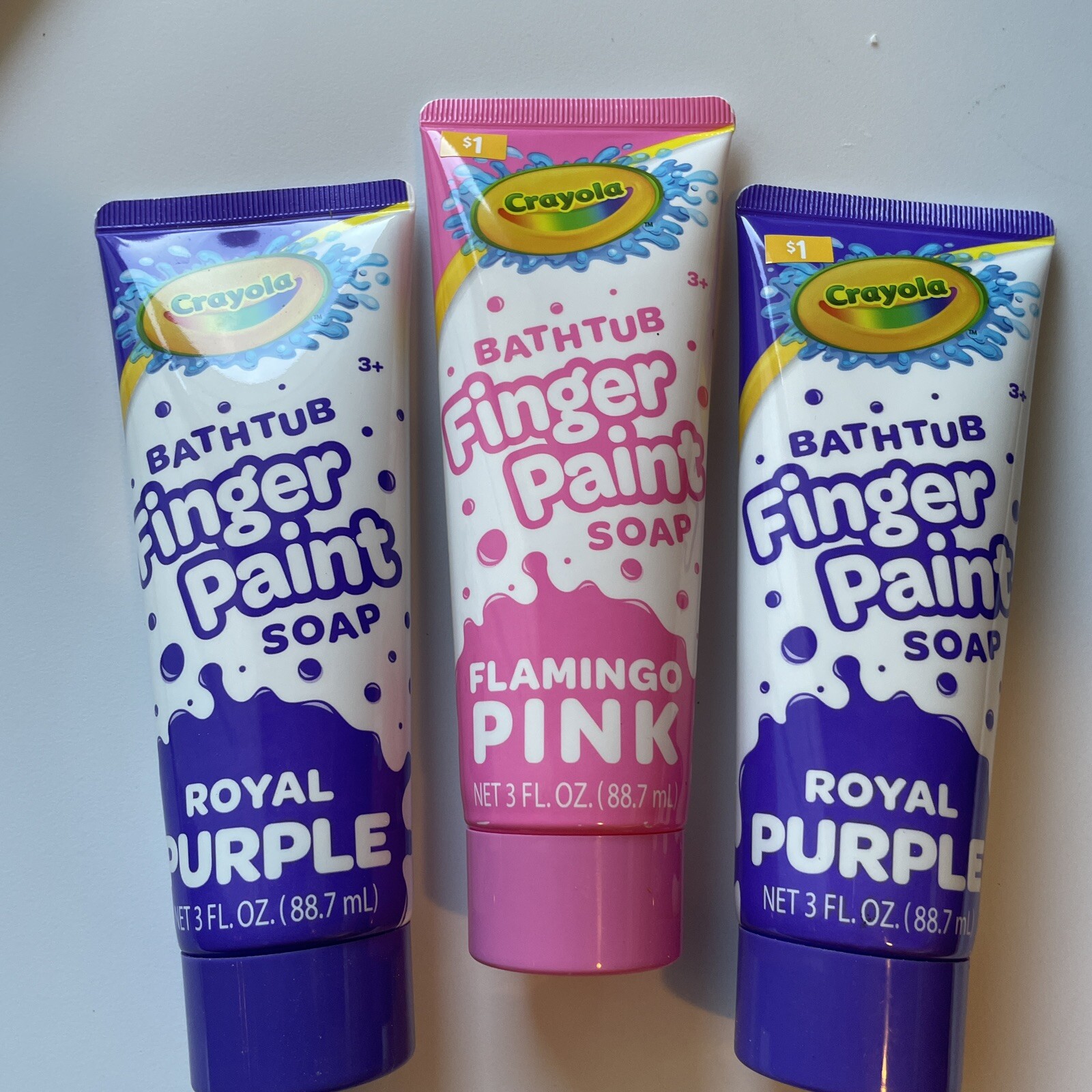 3 Pack of Crayola Finger Paint Soap 2 Royal Purple and 1 Flamingo Pink ...
