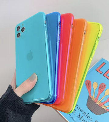 Neon Case For iPhone 11 12 13 Pro Xs Xr 7/8 SE Mini Silicone Clear ...