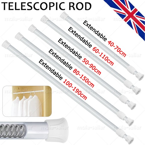 Extendable Spring Loaded Net Rods Telescopic Voile Tension Curtain Rail ...