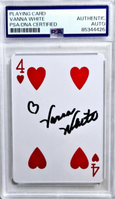 Vanna White Signed 4 Of Hearts Poker Playing Card Autograph Auto PSA ...