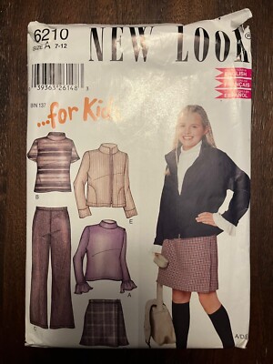 New Look 6210 UNCUT Sewing Pattern, Girls' Shirts, Pants, Skirt, Size 7 ...