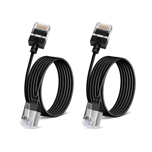 2 Pack Cat6a Ethernet Cable 25ft Ultra Thin Slim LAN Cord 10Gbps Rj45 ...