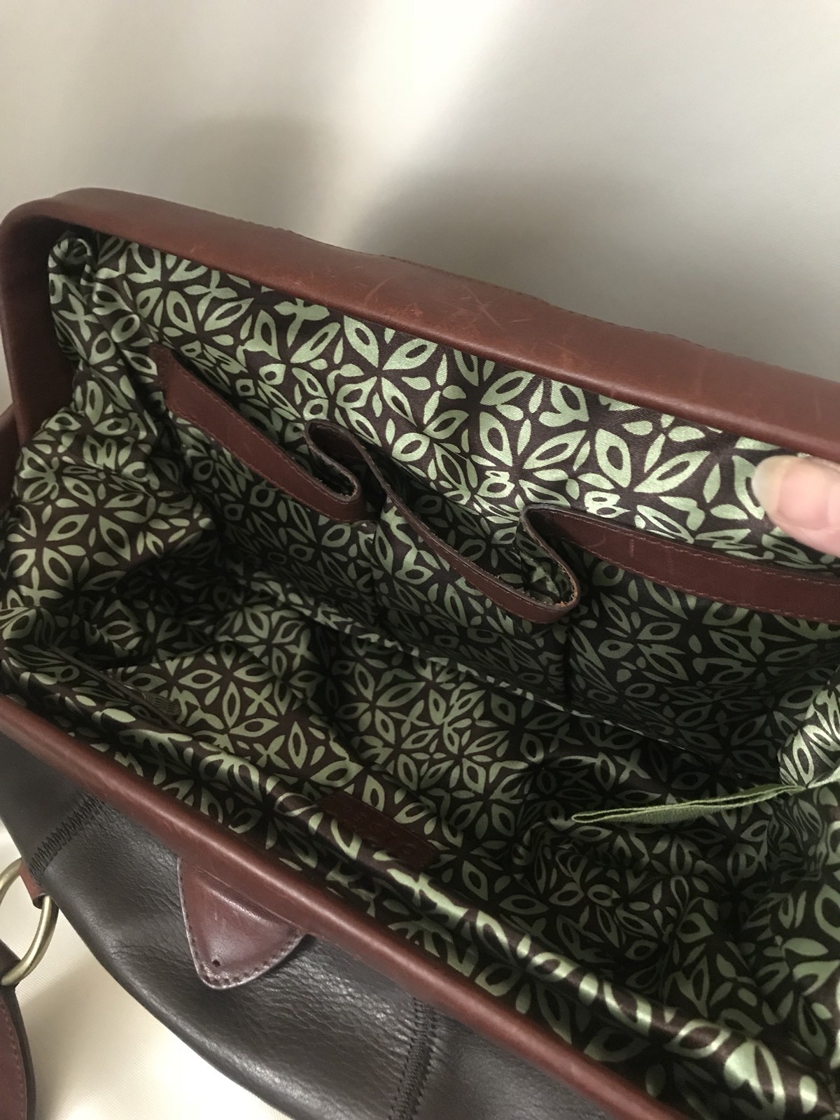 SIGRID OLSEN Brown Leather Tote Bag Satchel Purse With Magnetic Closure ...