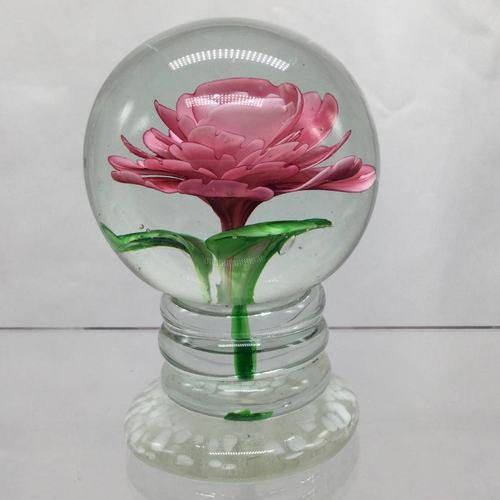 VTG Chinese Art Glass Rose Paperweight | eBay