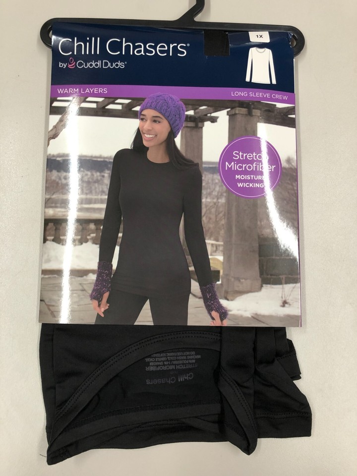 Cuddl Duds CD9485 Womens Chill Chasers Warm Layers Long Sleeve Crew ...