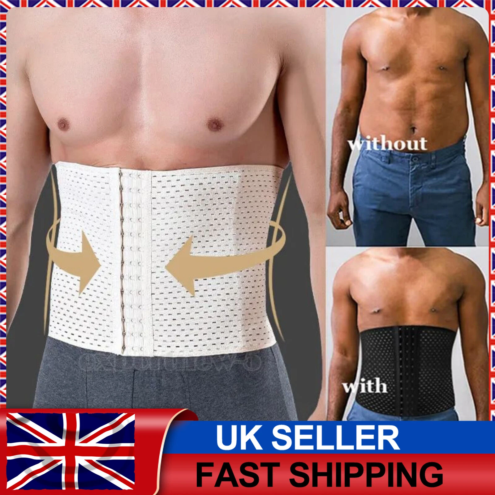 Men Tummy Control Belly Belt Fat Burner Waist Trainer Corset Slim Body ...