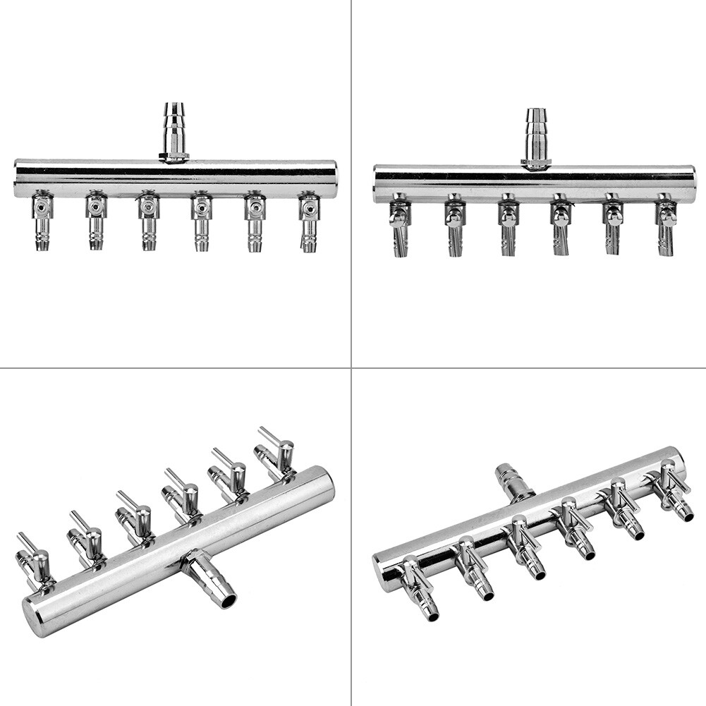 6 Way Stainless Steel Aquarium Fish Tank Air 8mm Turn To 4mm Splitter C ...