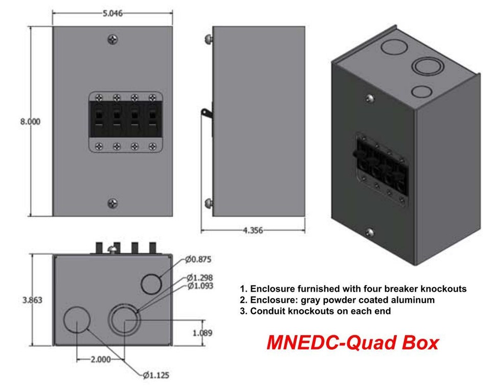 Midnite Solar MNEDC QUAD AC / DC Panel Mount Breaker Enclosure Box ...