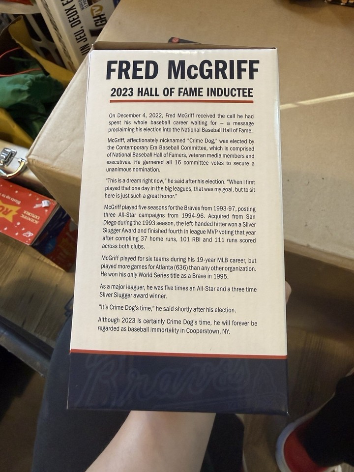 Atlanta Braves Fred McGriff Hall Of Fame Bobblehead new in Box | eBay