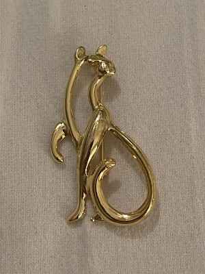 Vintage Gold Color Cat Outline Brooch Pin | eBay