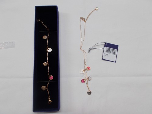 Swarovski matching necklace & bracelet w/red & white & black hearts w ...
