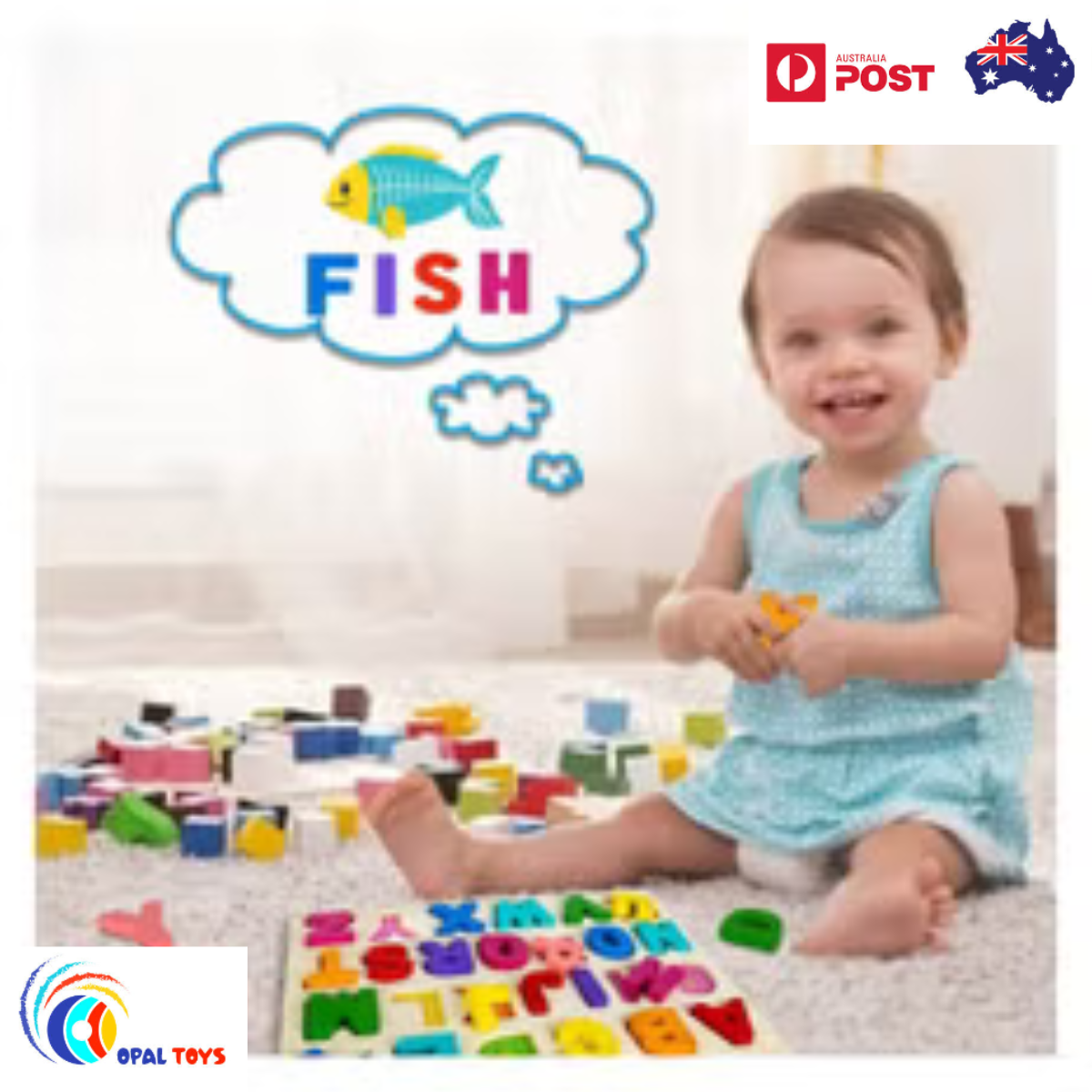 New Educational Wooden Toy Rainbow Color Alphabet Uppercase Letters ...