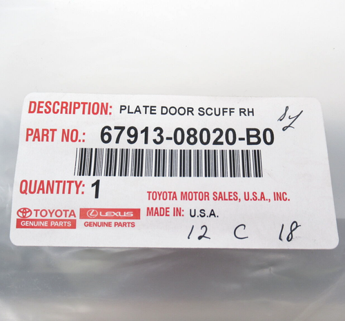 Genuine OEM Toyota 67913-08020-B0 Passenger Front Door Scuff Plate 11 ...