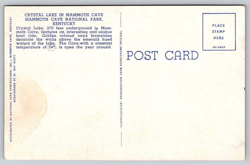Postcard Crystal Lake Mammoth Cave National Park Kentucky | eBay