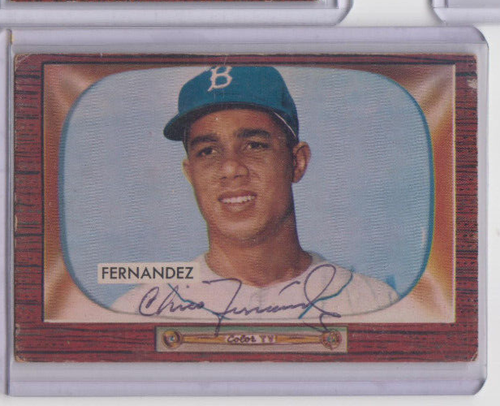1955 Bowman #270 Chico Fernandez SIGNED / AUTO ROOKIE CARD Hi # Dodgers ...