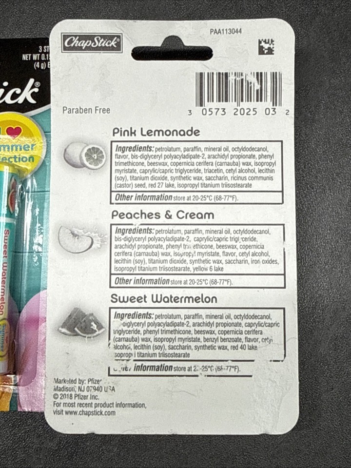 Chapstick Collection 3 Pack-Watermelon, Pink Lemonade, Peaches & Cream ...