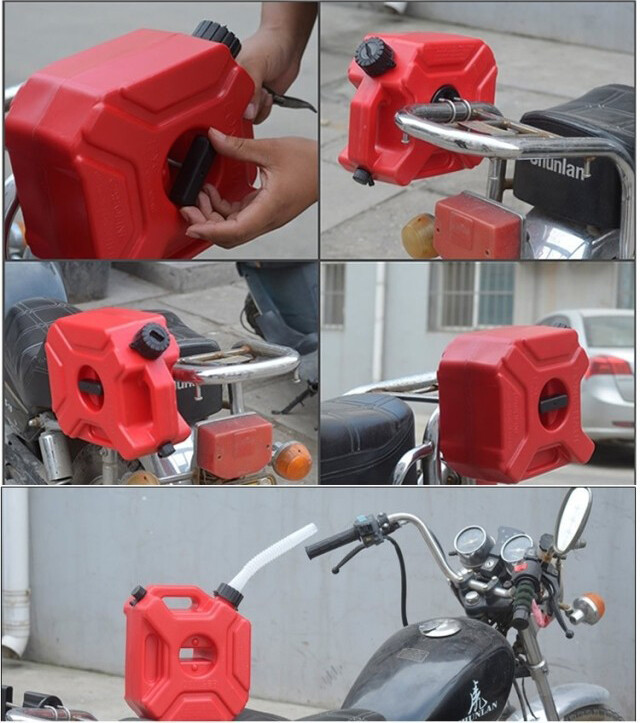 Motorcycle 5L Plastic Jerry Cans Gas Diesel Fuel Tank w/ Lock SUV ATV ...