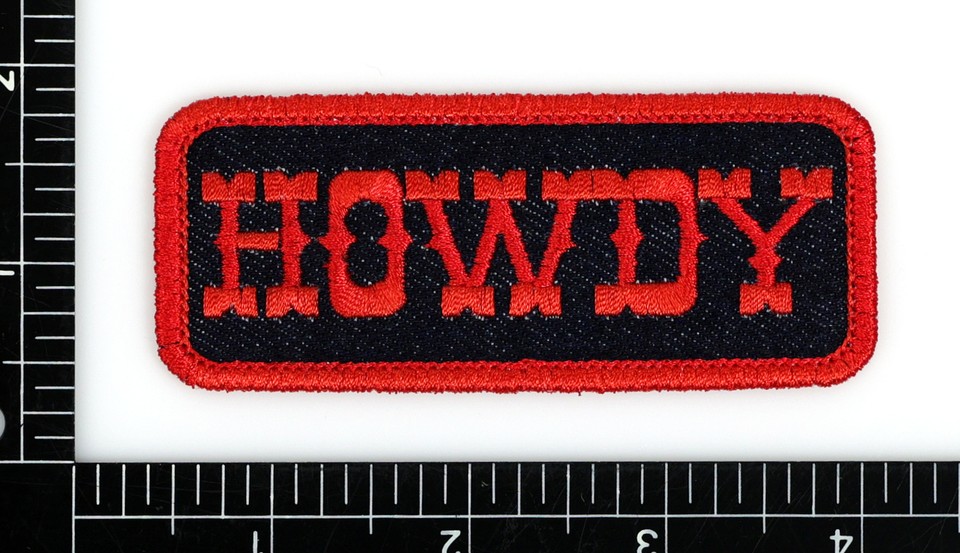 Howdy Embroidered Patch Black/Red Iron-On Sew-On Jacket Backpack Shirt ...