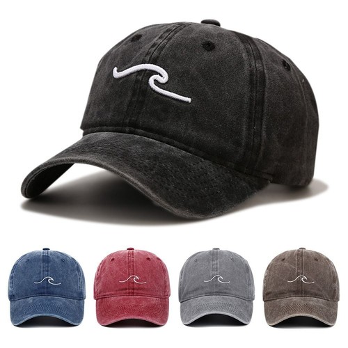 Wave Embroidery Baseball Caps Distressed Faded Cap Sunscreen Hats ...