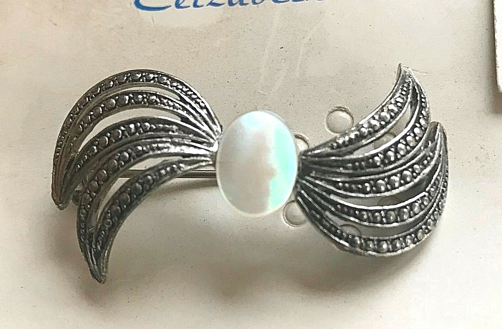 Vintage Brooch - Mother of Pearl Center and Faux Marcasite Brooch ...