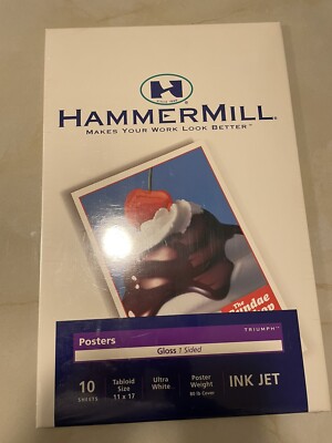 10 Pack Hammermill 1 Sided Gloss 80lb Ultra White Posters 11 x 17 Ink ...