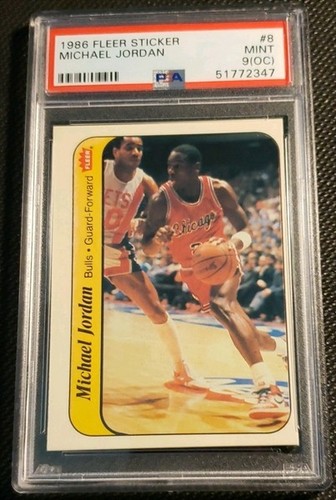 Michael Jordan 1986 Fleer Sticker #8 Rookie Card PSA 9 MINT OC ...