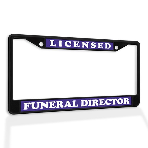 Metal License Plate Frame Vinyl Insert Licensed Funeral Director | eBay