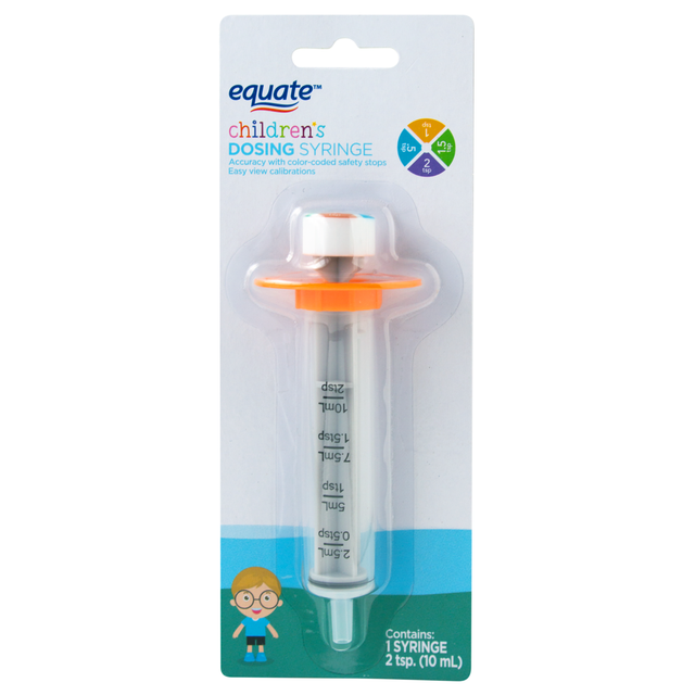 equate Childrens DOSING SYRINGE Color-Coded | Safety Stops KIDS Liquid ...