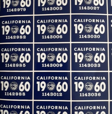 1960 California YOM DMV Car Truck Trailer License Plate Sticker / Tag ...