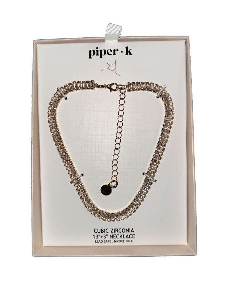 Piper K Gold Tone Plated Cubic Zirconia Diamond Baguettes Style Tennis ...