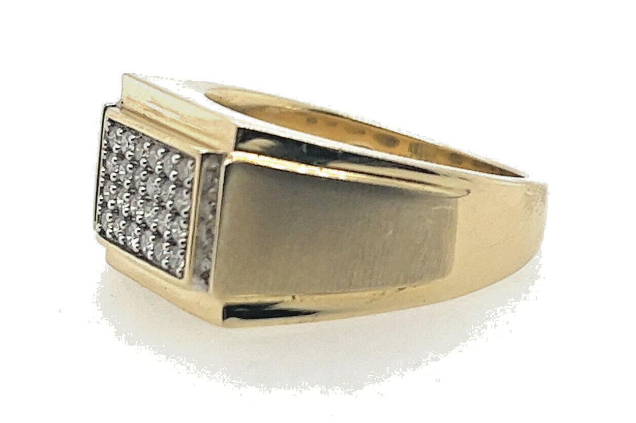 10k Yellow Gold Mens Simulated Diamond Cluster Ring - Gem