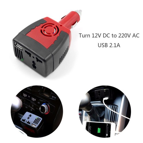 150W Power Inverter DC 12V to AC 220V Car Outlet Voltage Adapter (USB 2 ...