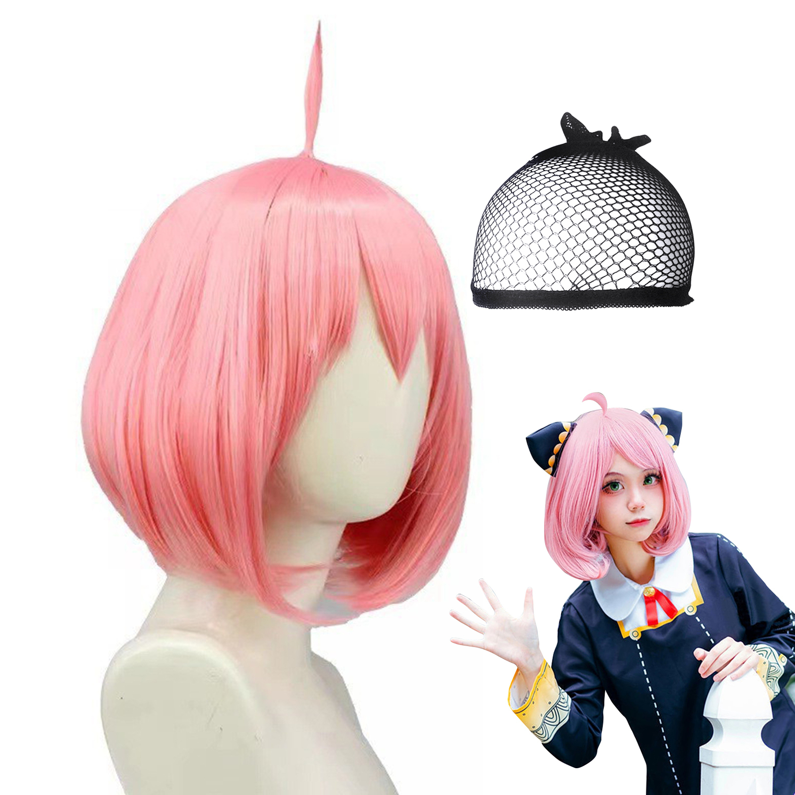Anya Forger Cosplay Wig Anime Pink Short Hair Wig Woman Girls Dress Up ...